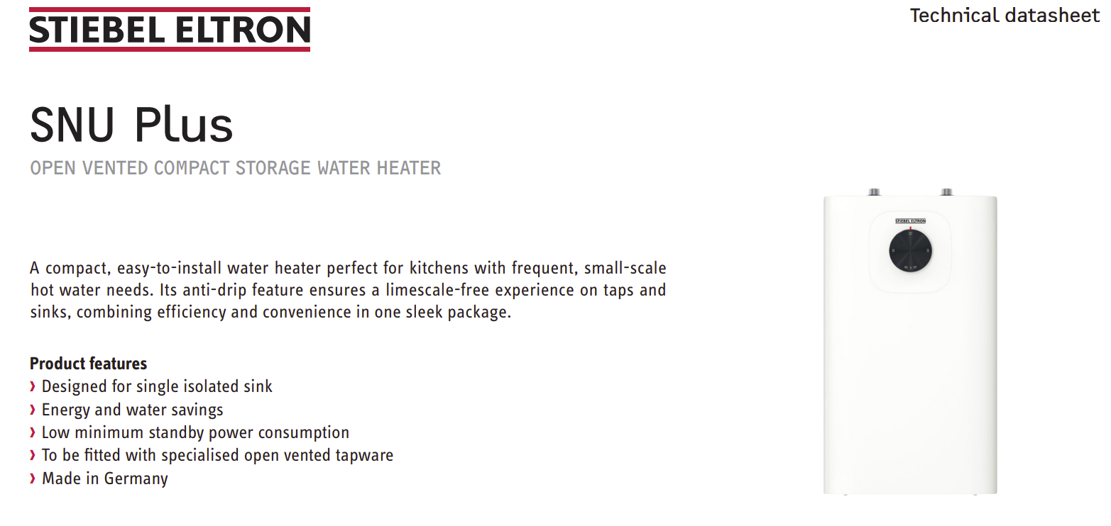 Stiebel Eltron SNU 5 Plus Under Sink Hot Water System – Waternex Australia